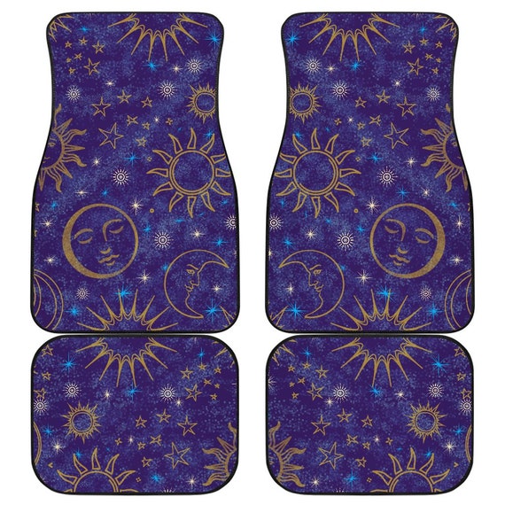 Celestial Indigo Blue With Gold Suns Moons Stars Car Floor | Etsy