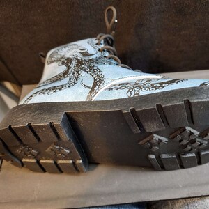 EU 40 Womens 9 Mens 7 Blue Octopus Boots NEW, Goth Steampunk Combat ...