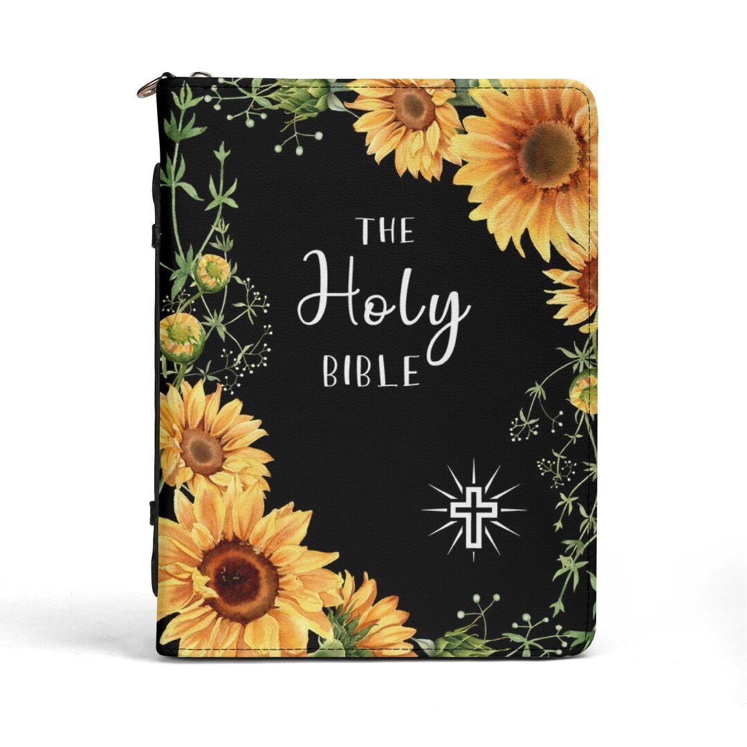 Cheerful Sunflowers Flowers Bible Cover for Women, Floral Vegan Book ...