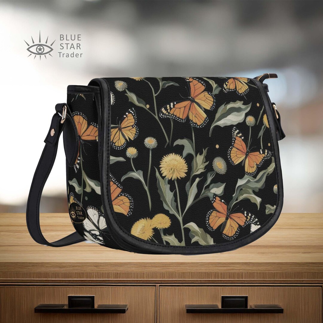 Monarch Butterfly Purse, Dandelion Vegan Saddle Bag Purse Wildflower ...