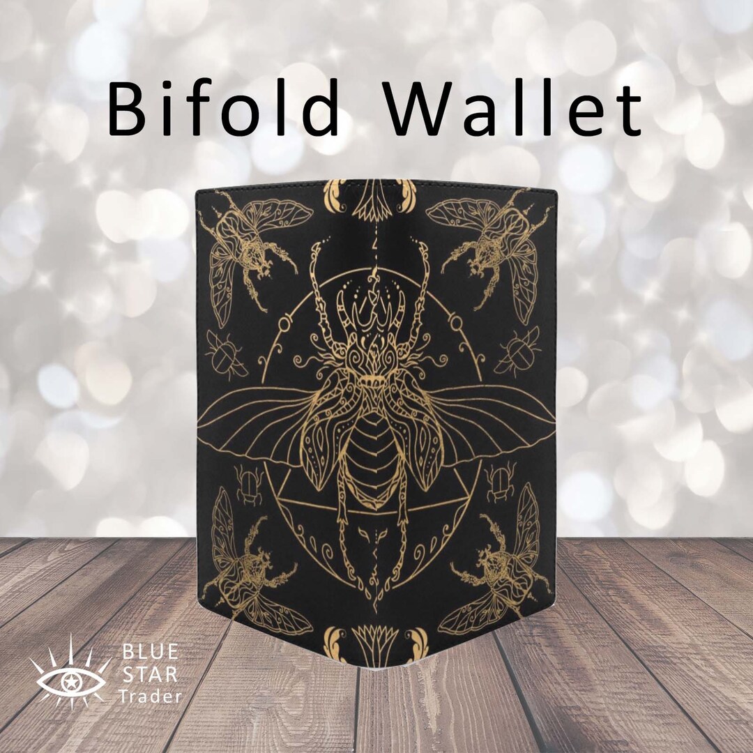 Scarab Beetle Black Wallet; Womens Egyptian Vegan Bifold Wallet USA - Etsy