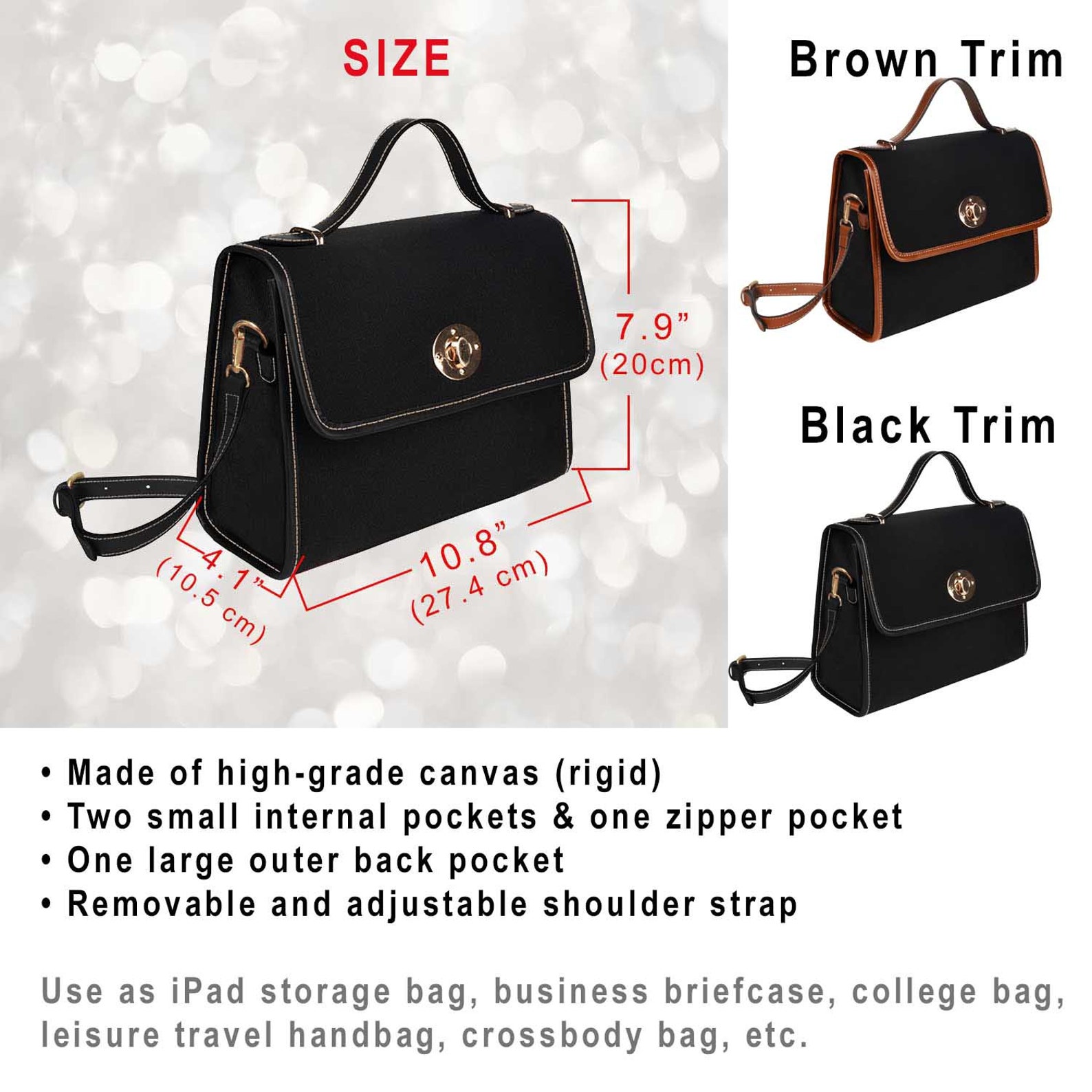 Elegant Flower Butterfly Cross Body Purse, Witch Canvas Satchel Bag ...