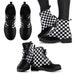 Black White Checkered Boots Combat Style Men's Women's With Black Soles ...