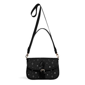Minimalist Black Diamond Sparkle Stars Small Buckle Bag, Celestial ...