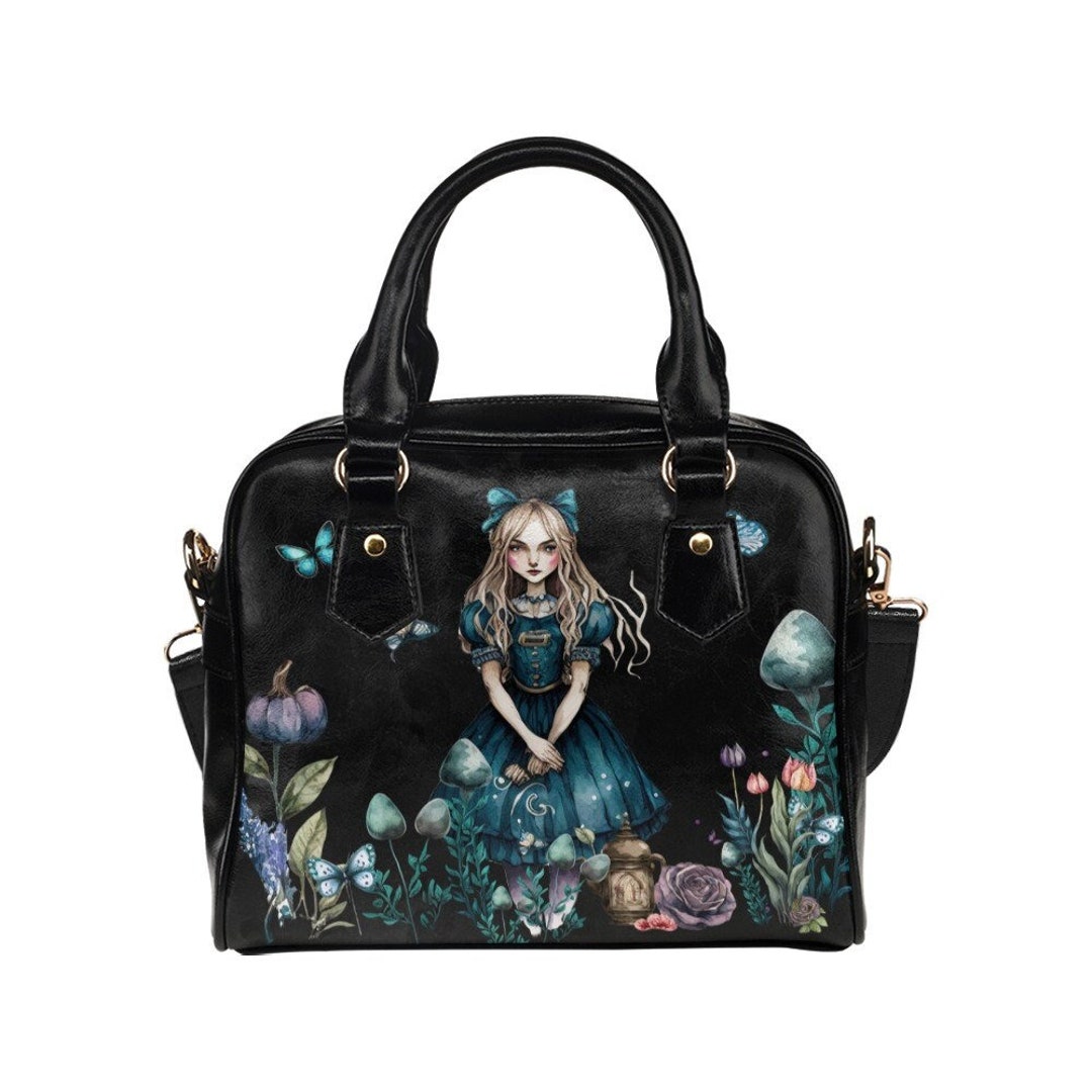 Alice in Wonderland Handbag | Alice in Blue Dress Mushrooms Shoulder ...