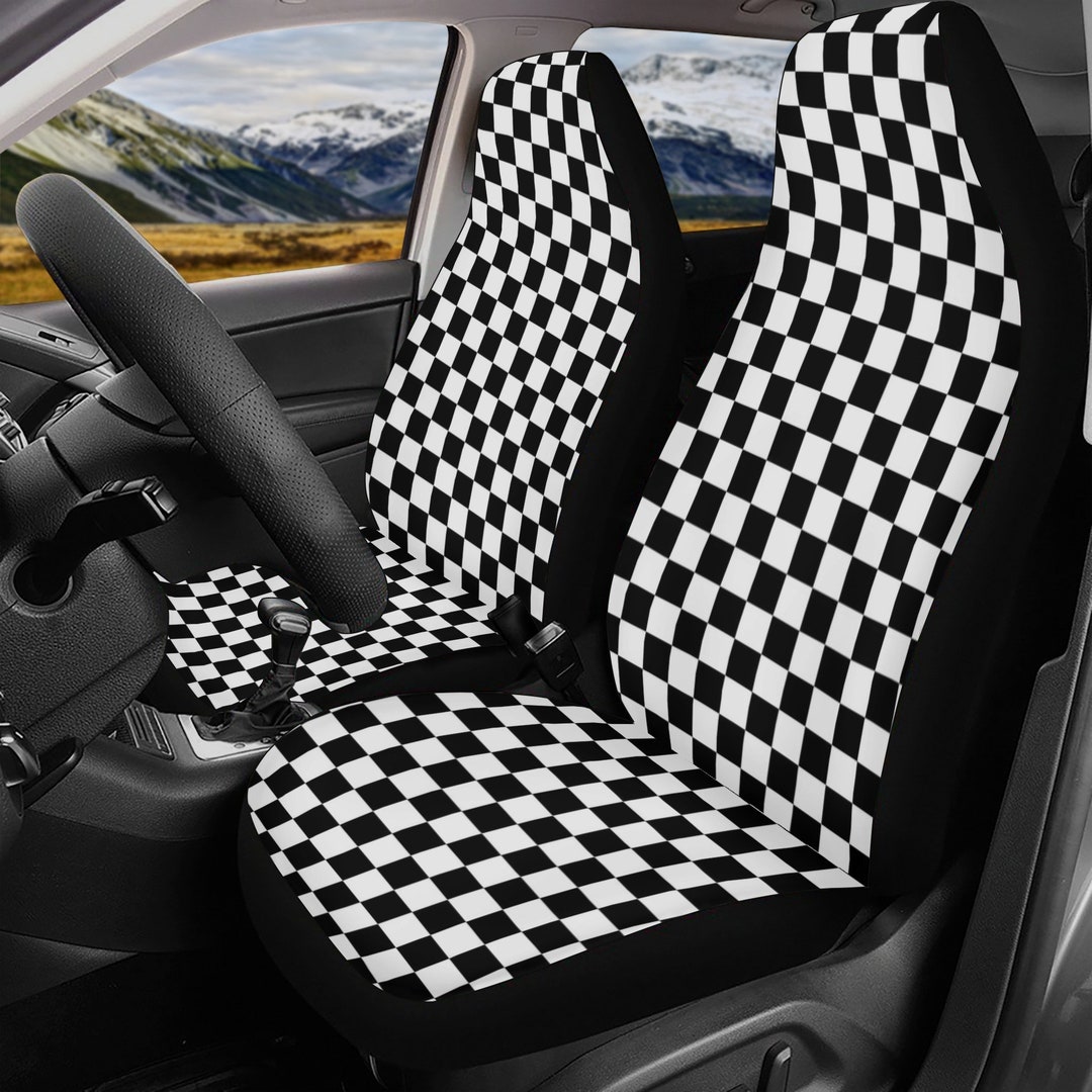 Black White Checkered Car Seat Covers (set of 2) Interior Car ...