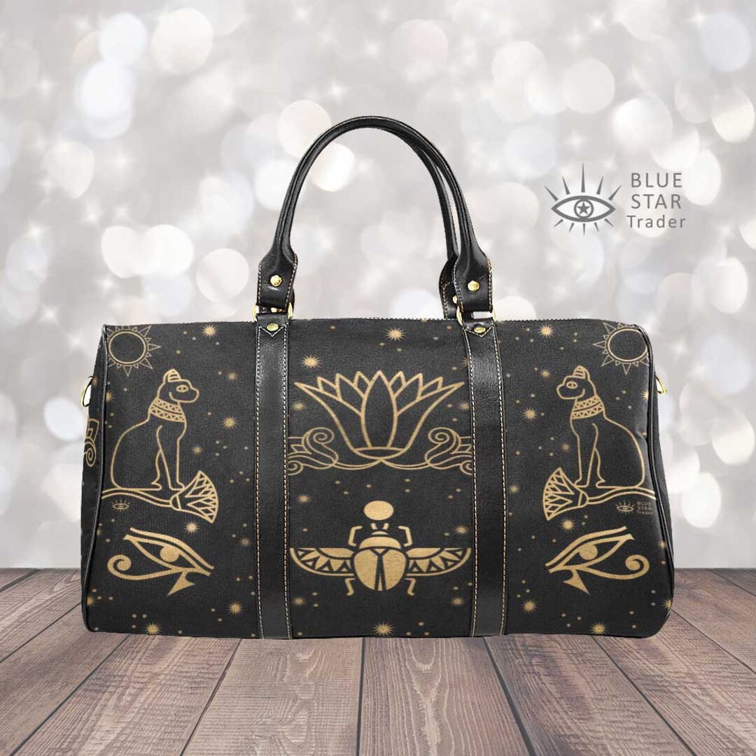 Egyptian Waterproof Travel Bag, Cute Women Scarab Beetle, Cats, Lotus ...
