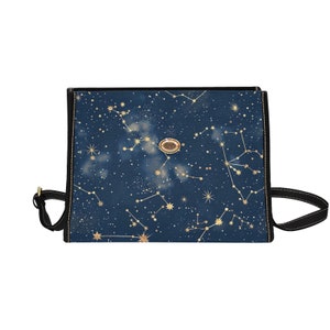 Blue Constellations Celestial Canvas Bag, Cute Stargazing Cross Body ...