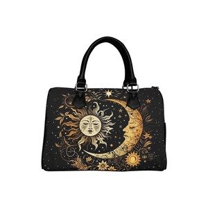Black Gold Sun Moon Handbag, Celestial Purse, Witchy, Cute Womens ...