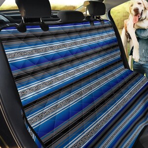 Blue Serape Stripes Car Back Seat Covers, Printed Mexican Blanket Auto ...