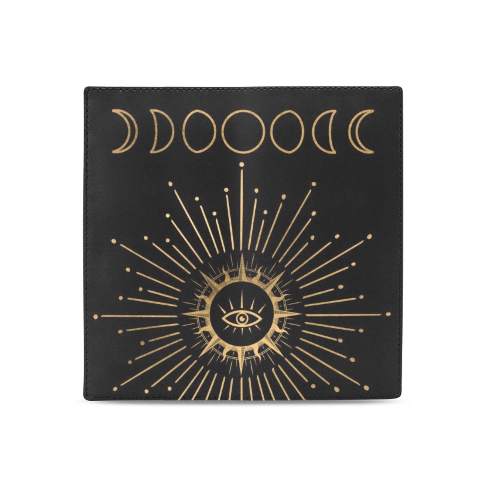 Sun and Moon Phases Black Bifold Wallet Womens Elegant 7.3 - Etsy