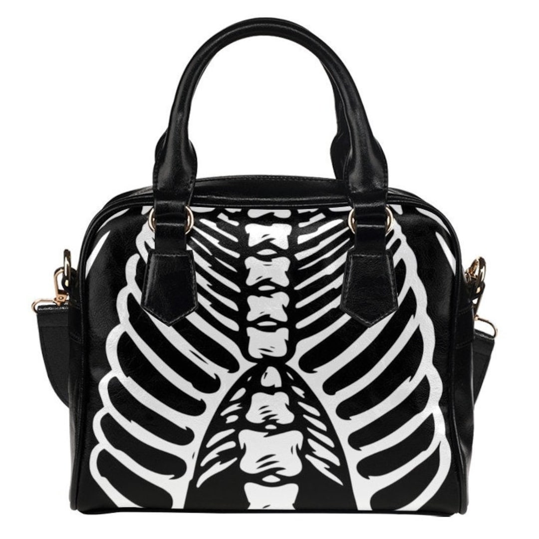 Skeleton Ribs Purse, Womens Goth Shoulder Bag, Hand Bag, Bowler Bag ...