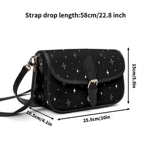 Minimalist Black Diamond Sparkle Stars Small Buckle Bag, Celestial ...