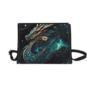 Emerald Green Dragon Purse, Unusual Fantasy Gift, Canvas Satchel Purse ...