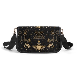 Egyptian Purse, Small Buckle Bag, Black Vegan Scarab Beetle Handbag ...