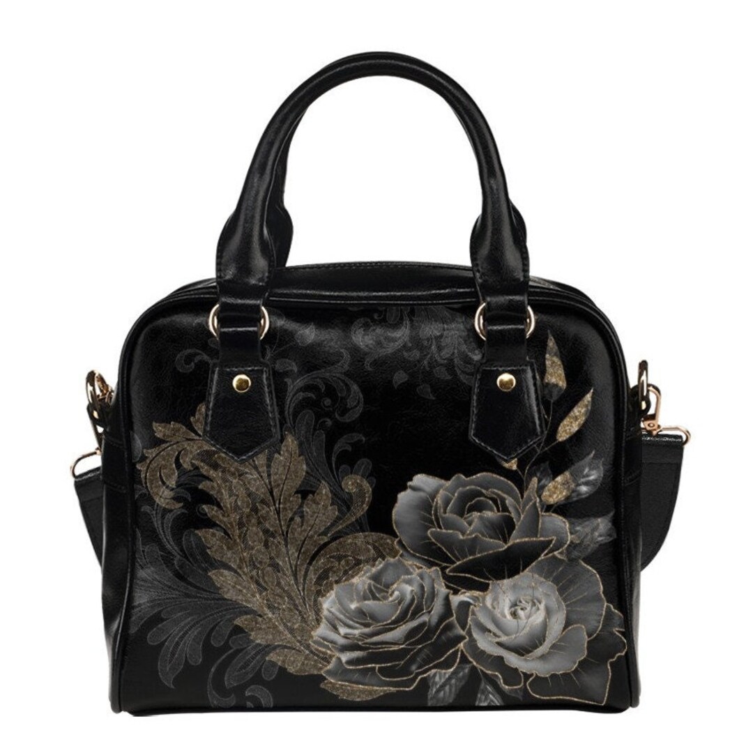 Goth Black Roses Handbag | Gothic Shoulder Bag | Vegan Purse Satchel ...