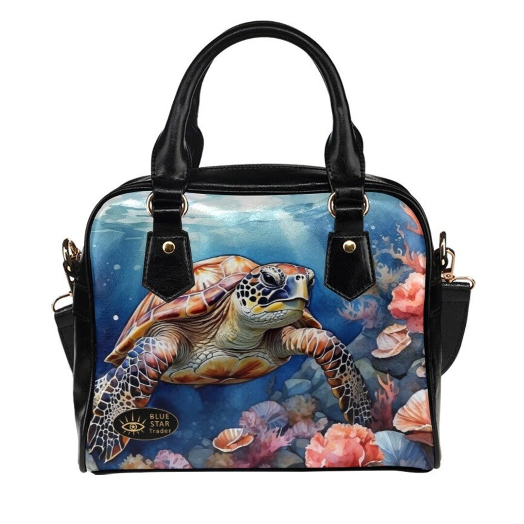 Colorful Sea Turtle Purse Handbag, Tortoise Shoulder Bag, Womens Bowler ...