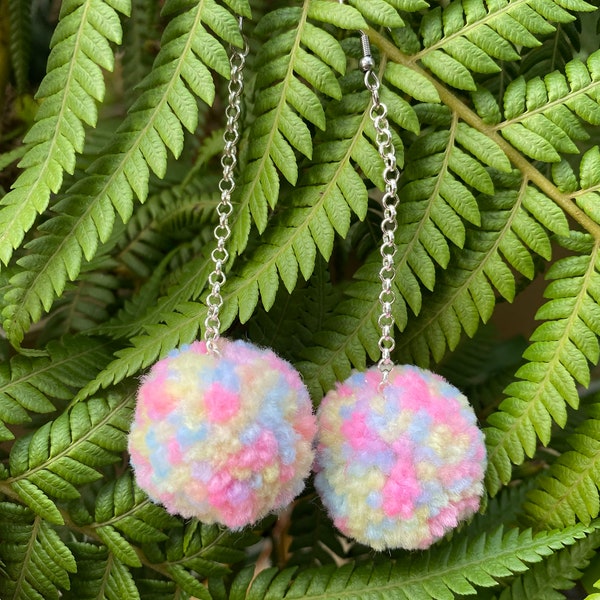 Pom Pom Earrings - Etsy
