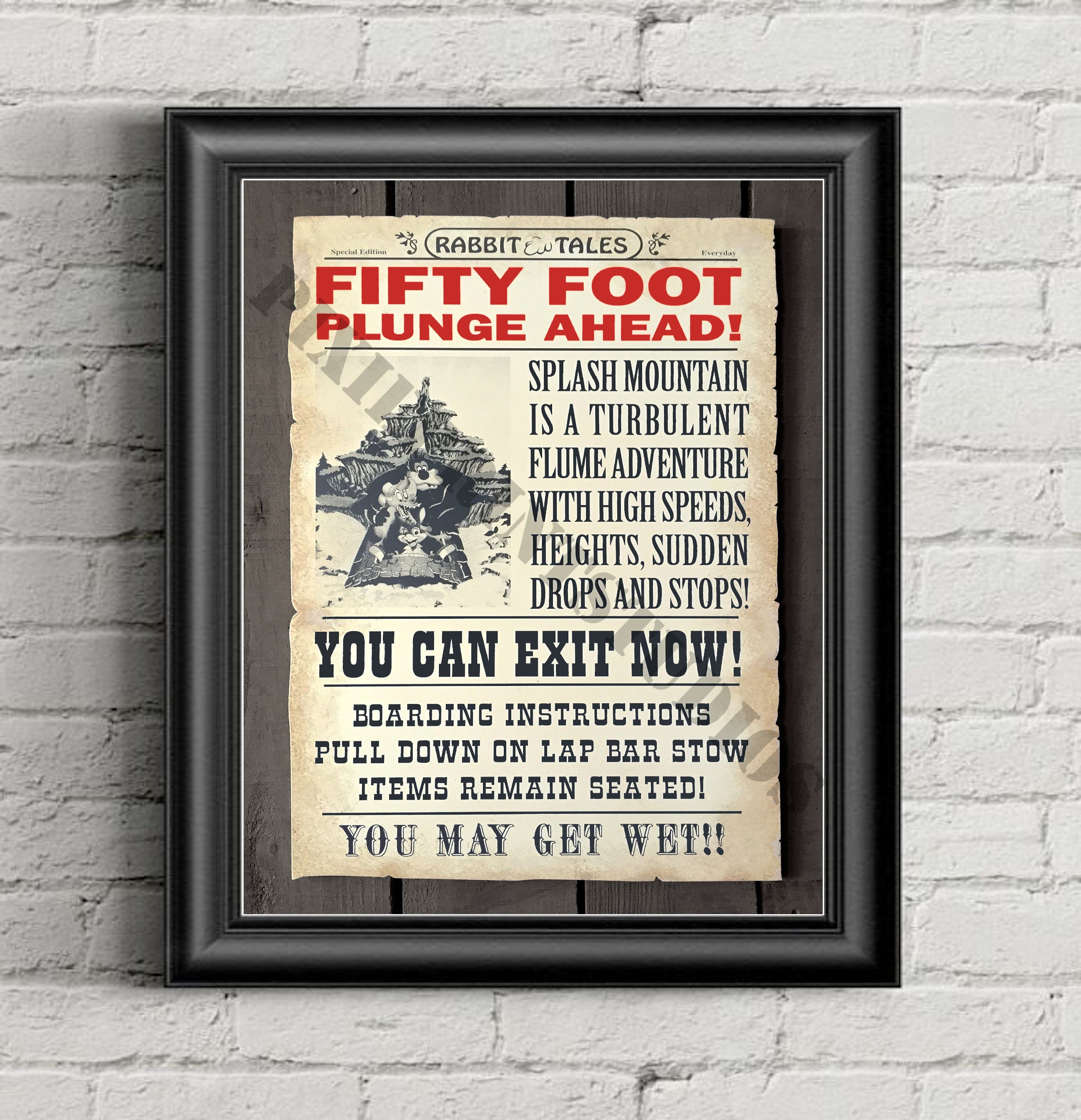 Splash Mountain Ride Verbage Poster Print - Etsy