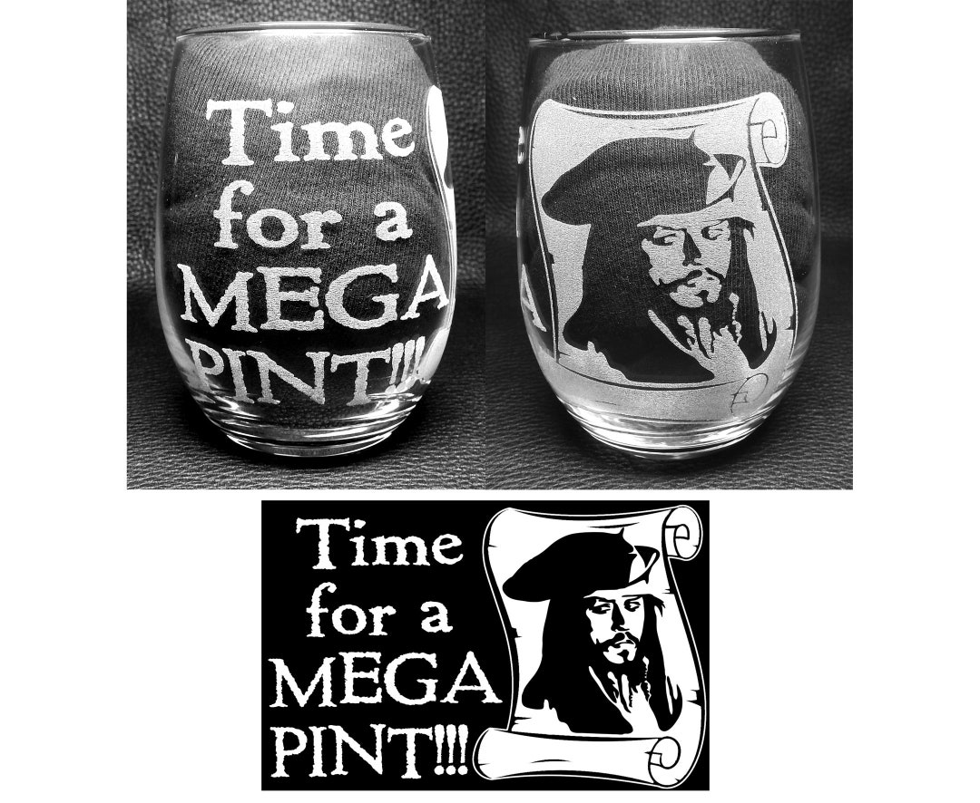 Single "mega Pint!" Johnny Depp/jack Sparrow 21-oz Stemless Wine Glass ...