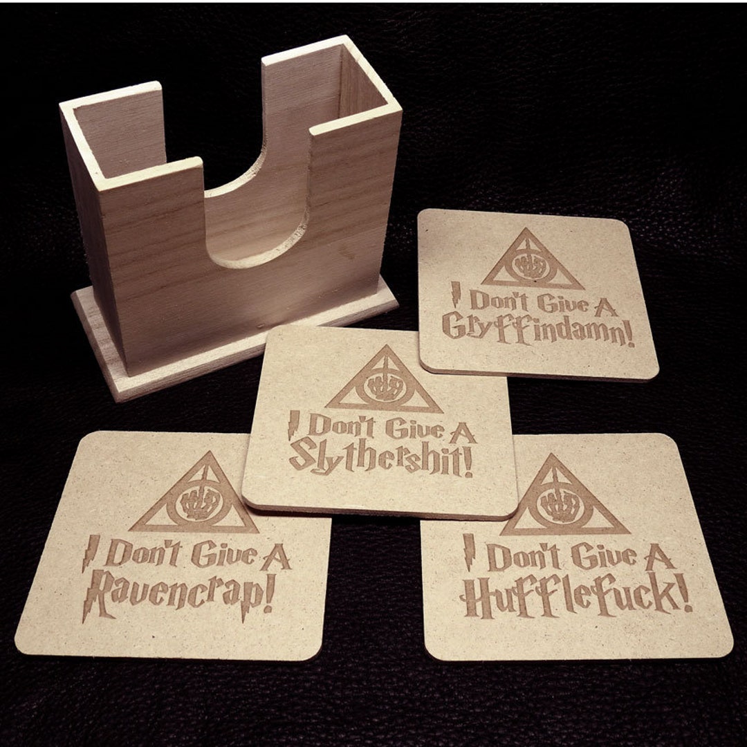 Set of 4 Laser-engraved MDF Coasters hogwords - Etsy