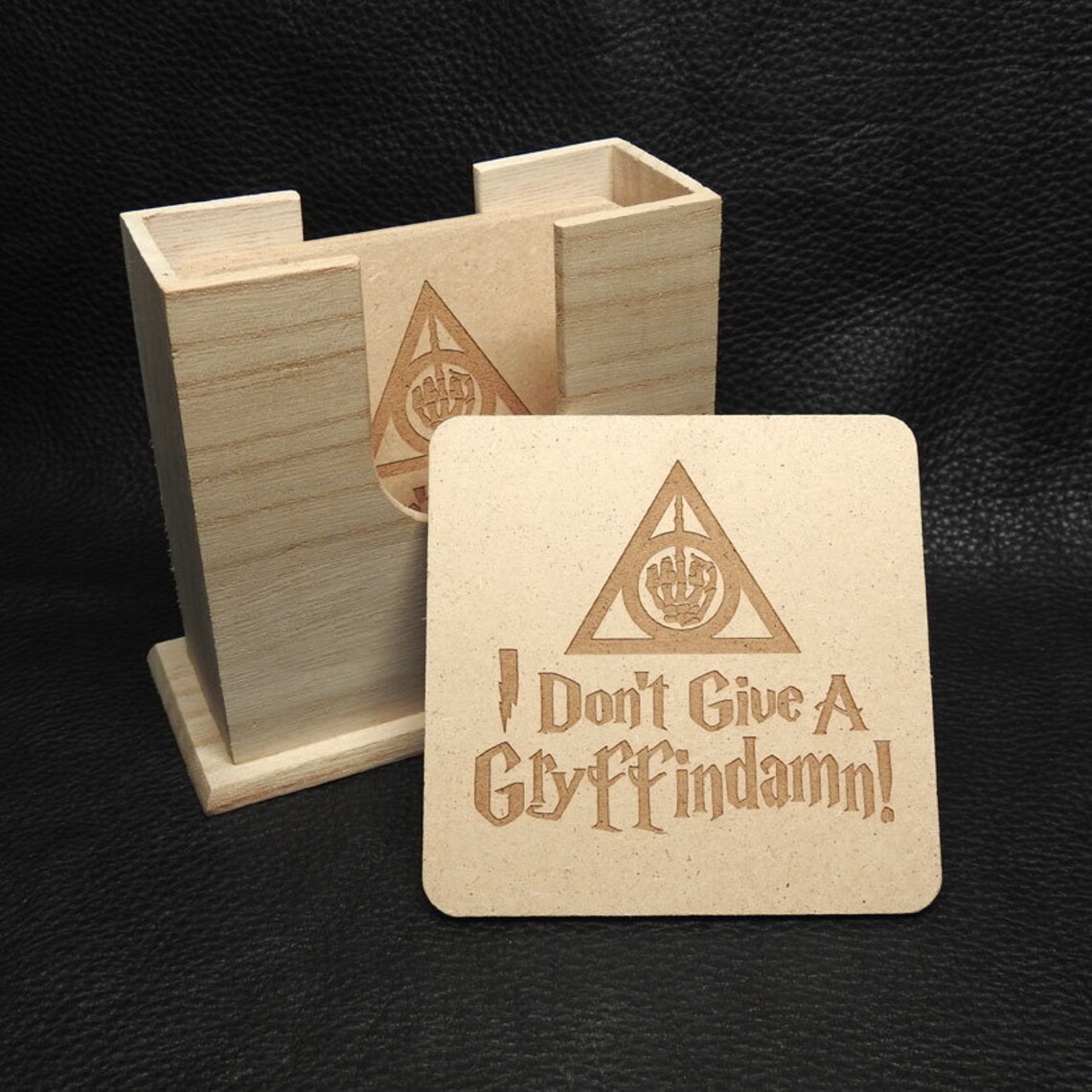 Set of 4 Laser-engraved MDF Coasters hogwords - Etsy