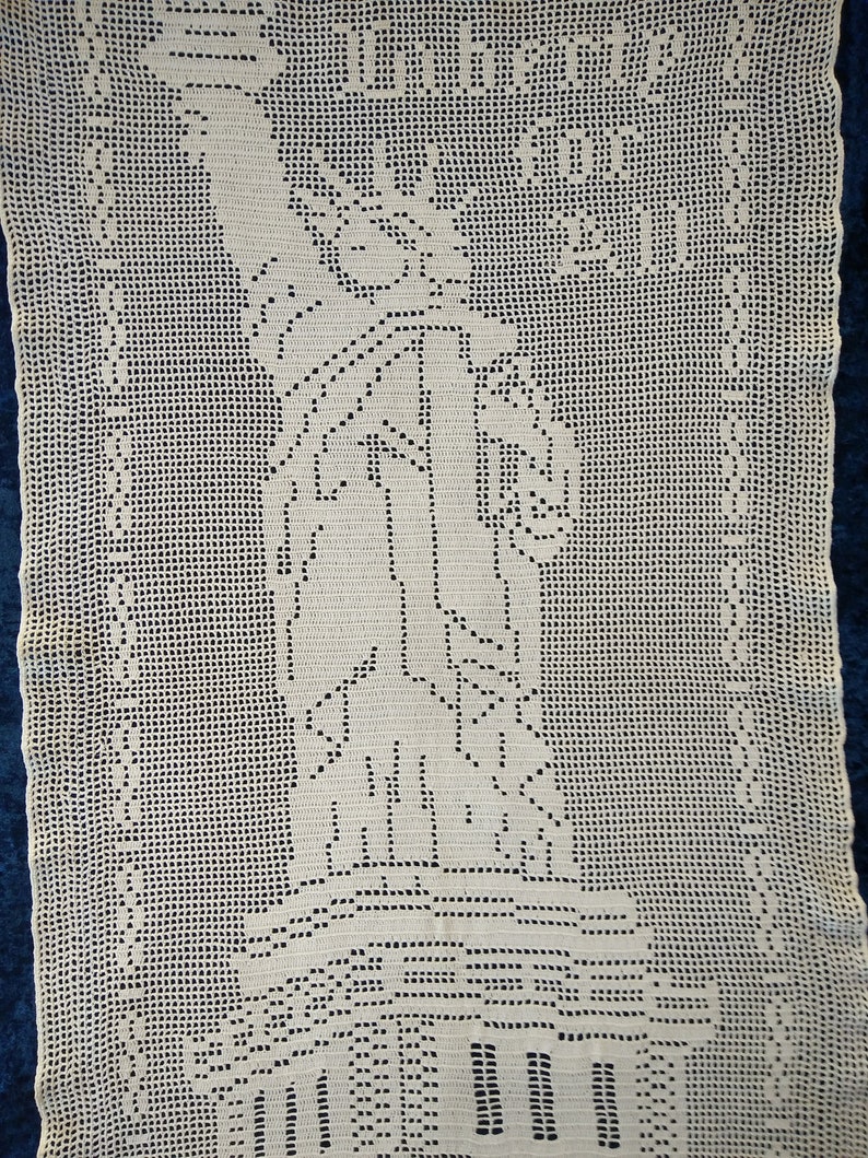 RARE Antique MARY CARD 1919 Design Filet Hand Crochet 'statue of ...