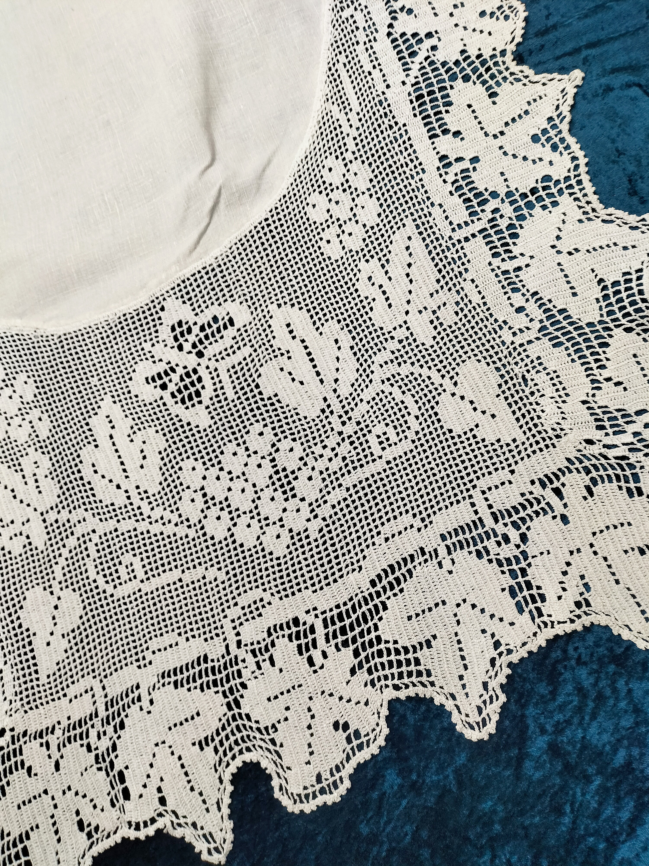 RARE Antique 'mary Card' Design Filet Crochet 'grapevine & Butterfly ...