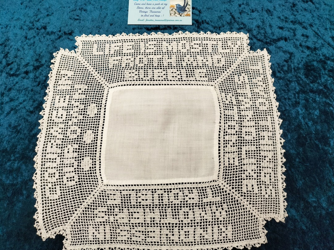 Antique 'MARY CARD' Design life is Mostly Froth and Bubble Filet Hand ...