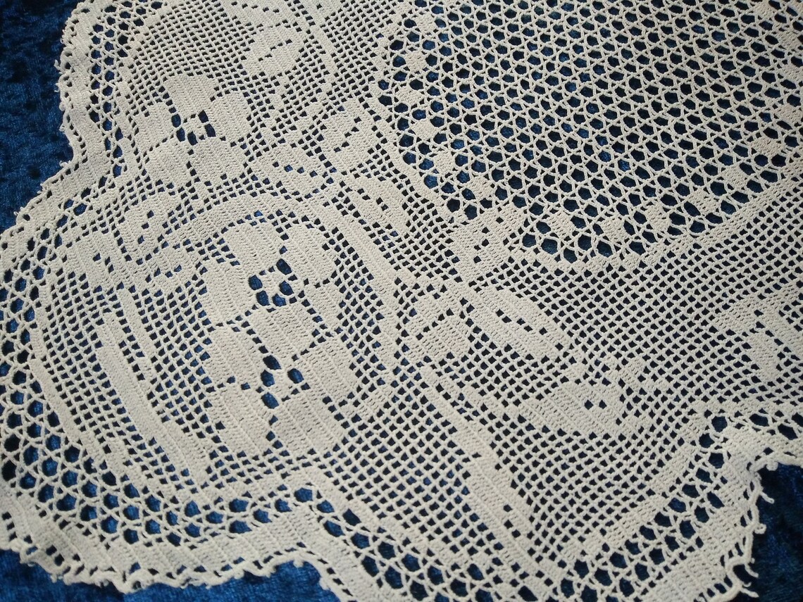 Antique MARY CARD Design 'briar Rose' 1933 Filet Hand Crochet Centre ...