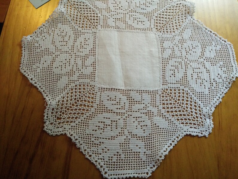Antique MARY CARD Doily Rose Bud Lace Design C1917 Chart #53 Filet Hand ...