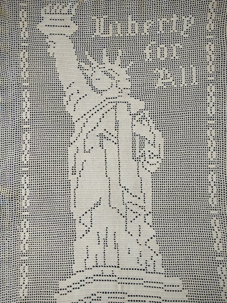 RARE Antique MARY CARD 1919 Design Filet Hand Crochet 'statue of ...