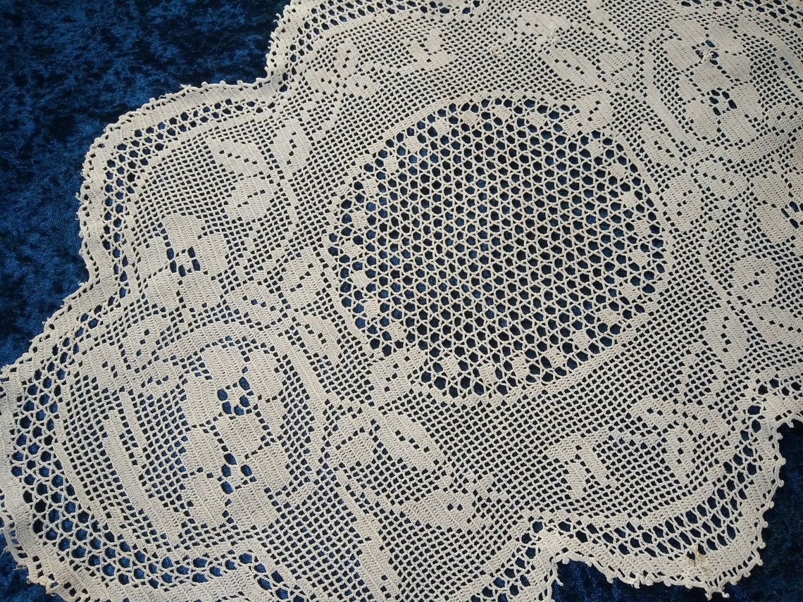 Antique MARY CARD Design 'briar Rose' 1933 Filet Hand Crochet Centre ...