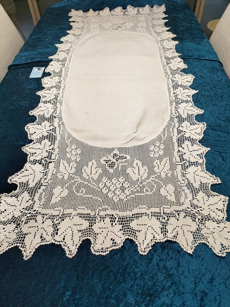 RARE Antique 'mary Card' Design Filet Crochet 'grapevine & Butterfly ...