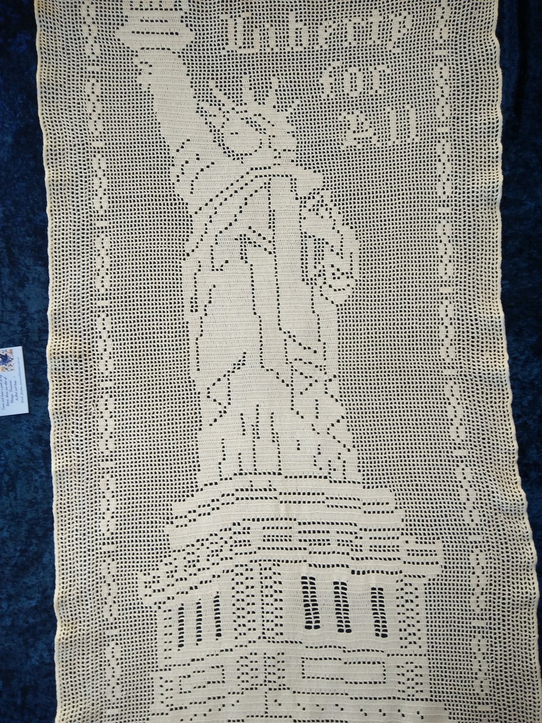 RARE Antique MARY CARD 1919 Design Filet Hand Crochet 'statue of ...