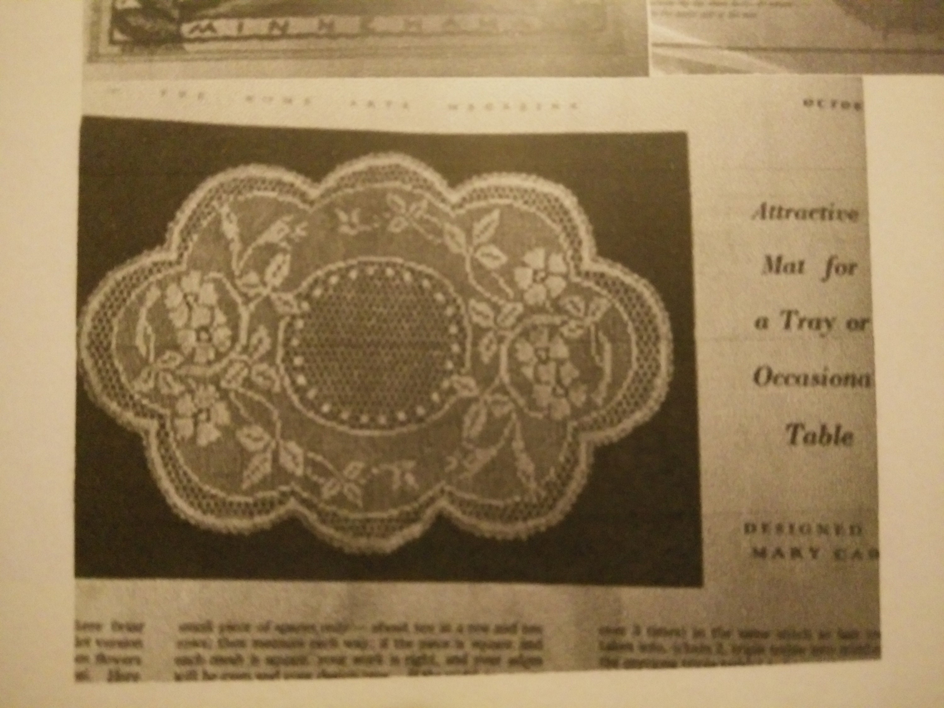 Antique MARY CARD Design 'briar Rose' 1933 Filet Hand Crochet Centre ...