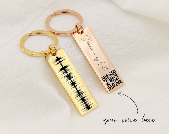 Soundwave Keychain With QR Code, Soundwave Art QR Code, Voice Recording ...