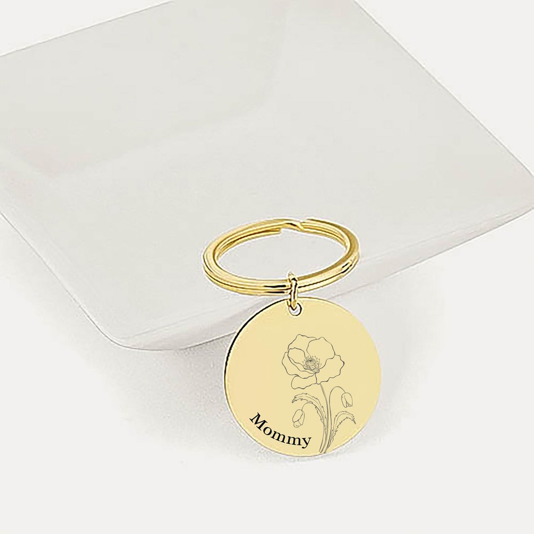 Birth Flower Keychain, Flower Keychain, Combined Birth Month Keychain ...