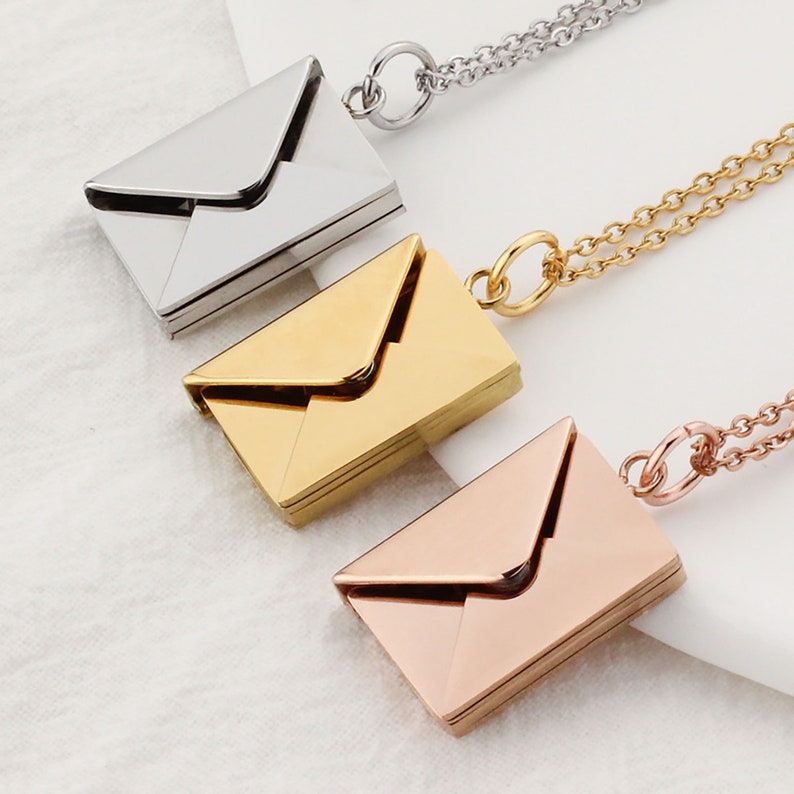 Envelope Locket Necklace, Secret Message Necklace, Hidden Message ...