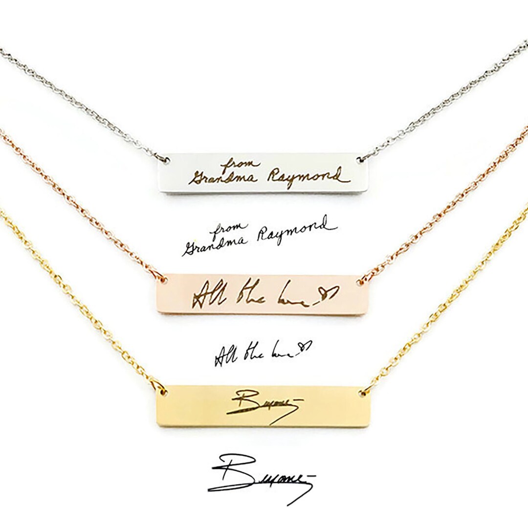 Custom Engraved Handwriting Necklace, Actual Handwriting Necklace ...