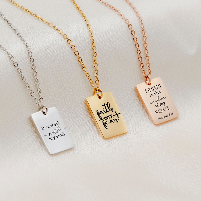 Custom Engraved Christian Bible Verse Necklace, Personalized First Holy ...