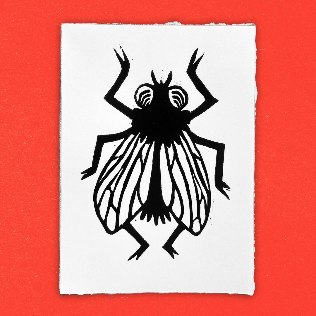 FLY LINOCUT PRINT, Hand Printed Linocut/block Print on Paper - Etsy
