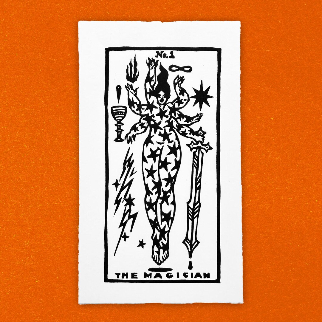 MAGICIAN TAROT CARD, Hand Printed Linocut/block Print on Paper - Etsy