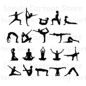 Yoga Poses Black Shapes Silhouette Svg, Eps, Dxf and Png Formats - 20 ...