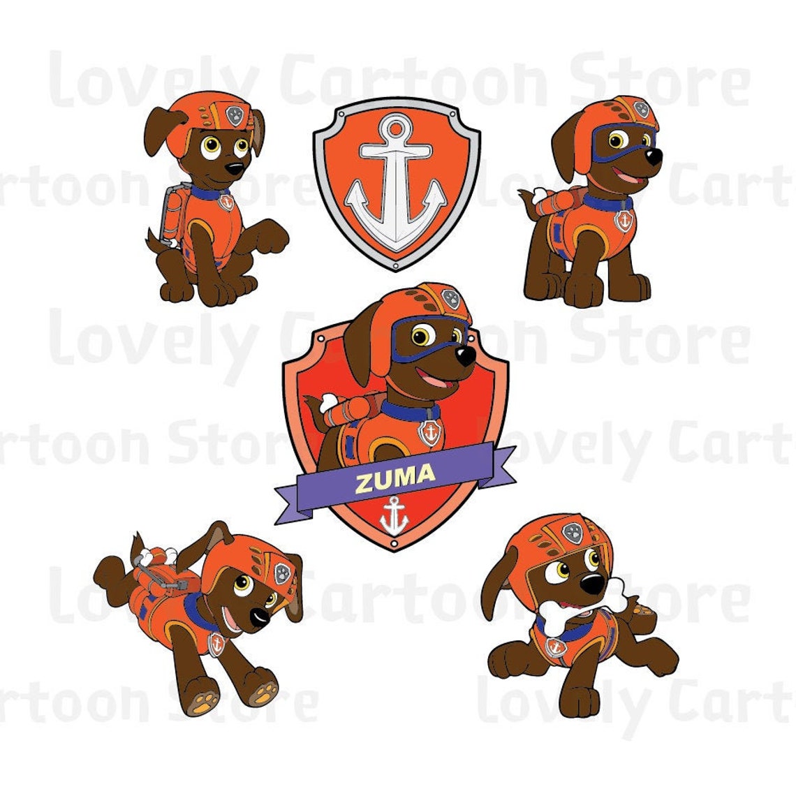 Paw Patrol: Zuma Svg Eps Dxf and Png formats 6 Cliparts | Etsy