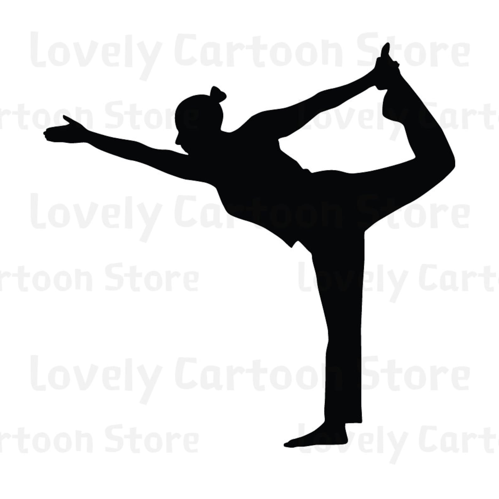 Yoga Poses Black Shapes Silhouette Svg Eps Dxf and Png - Etsy