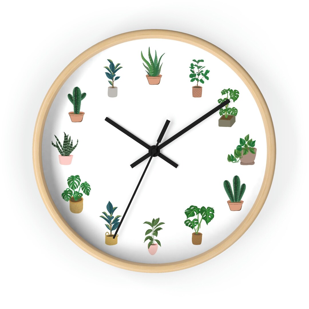 Houseplant Clock | Gift for Plant Lover | Home Decor | Bedroom Clock ...