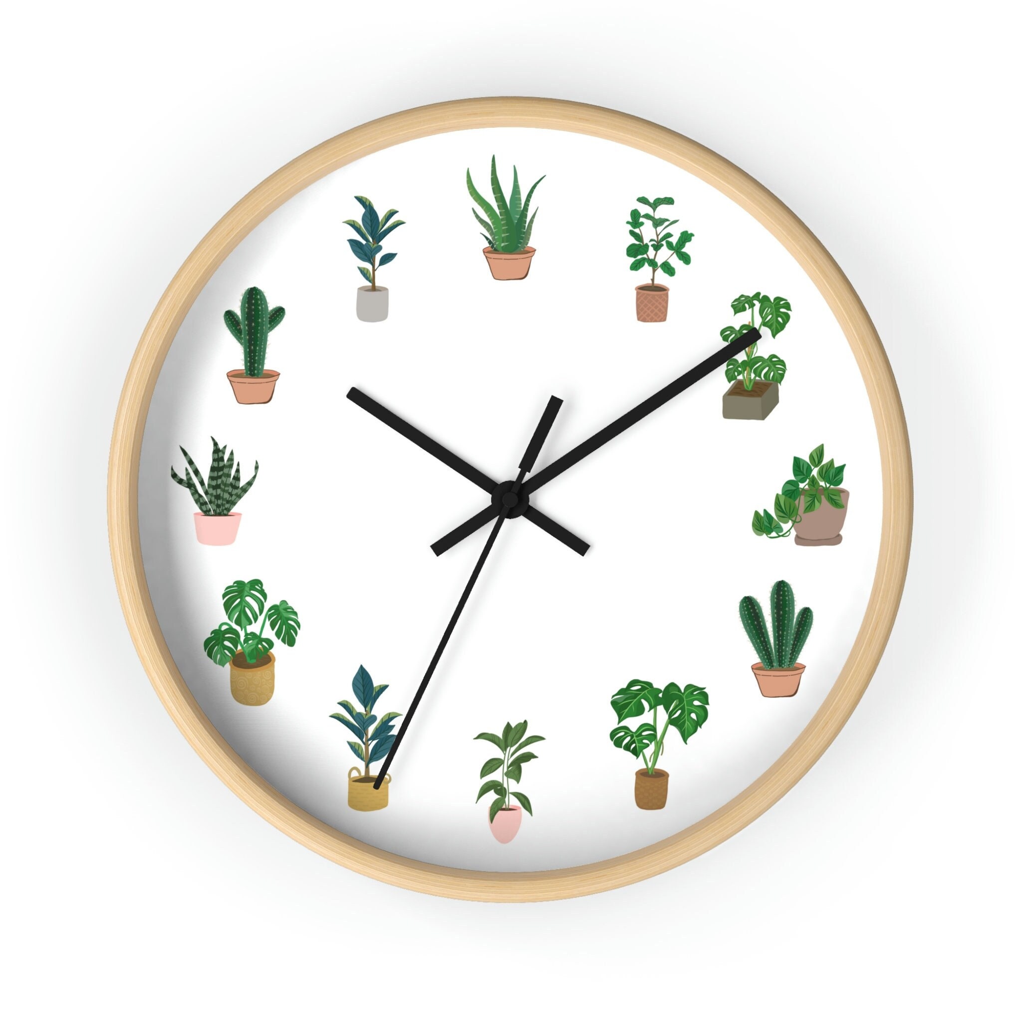 Houseplant Clock | Gift for Plant Lover | Home Decor | Bedroom Clock ...