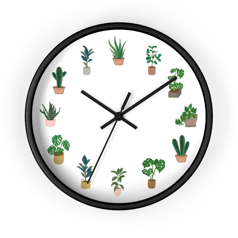 Houseplant Clock | Gift for Plant Lover | Home Decor | Bedroom Clock ...