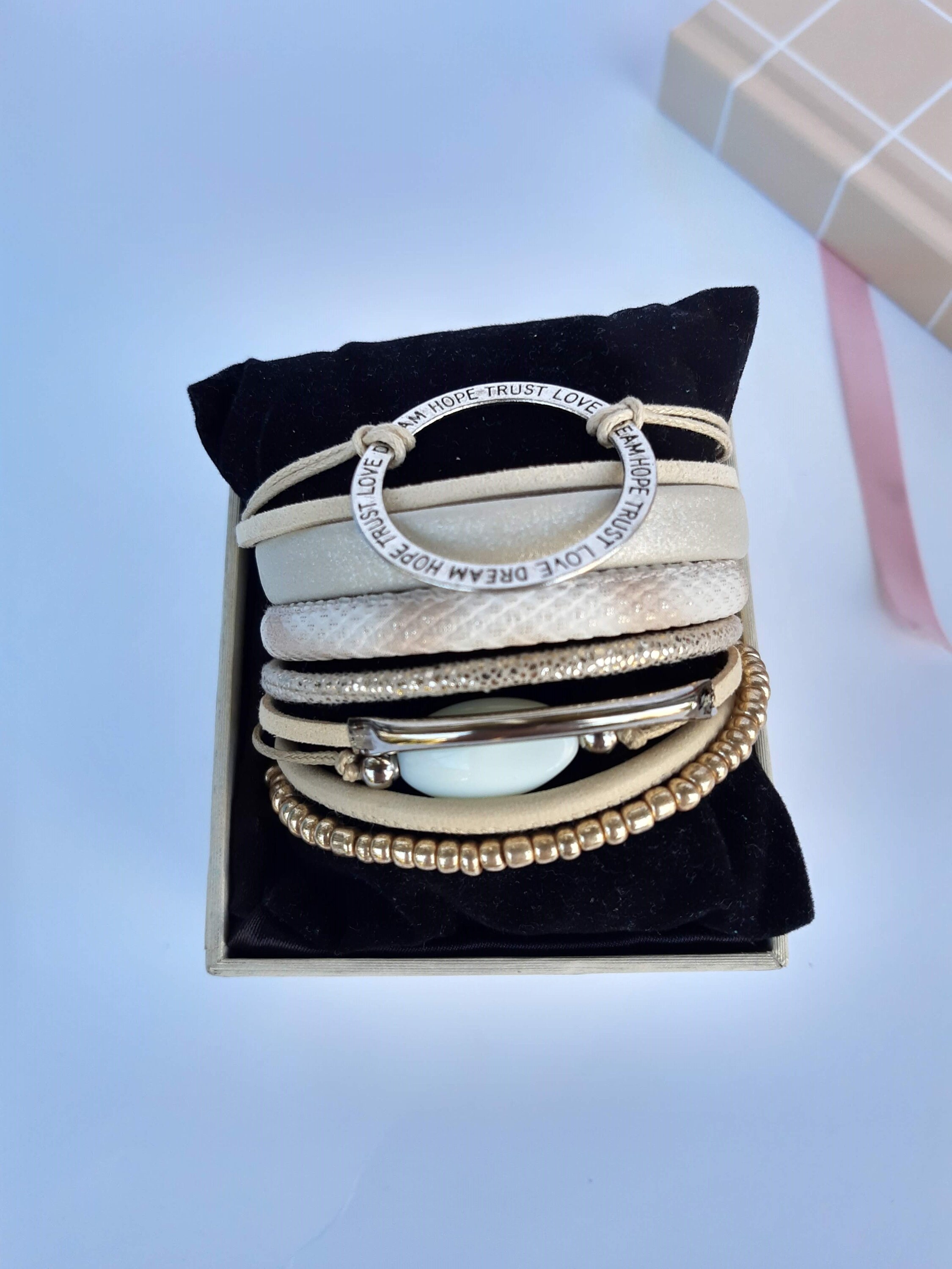 Multi Layered Bracelet Summer Bracelet Leather Faux Suede Wax - Etsy